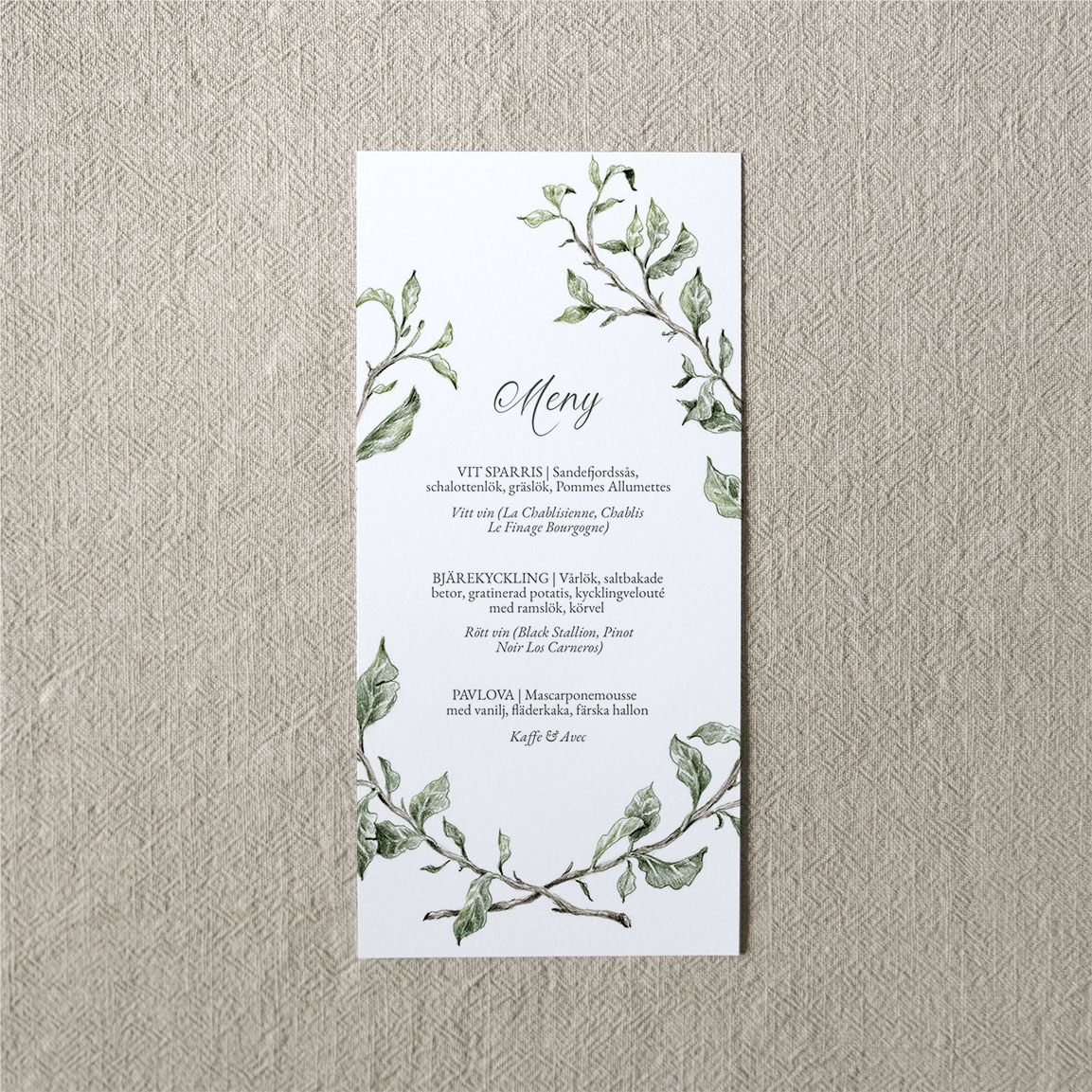 Apple Leaves | Menu | Single Card 10×21 cm – Blecktorn Design